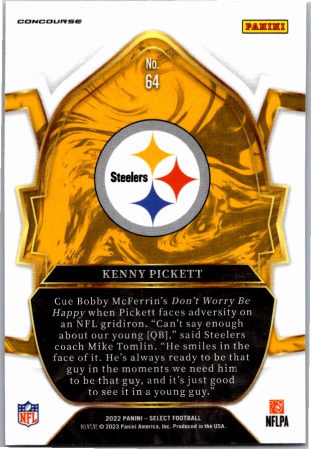 2022 Panini Select Football Concourse Rookie Kenny Pickett Steelers J21 ...