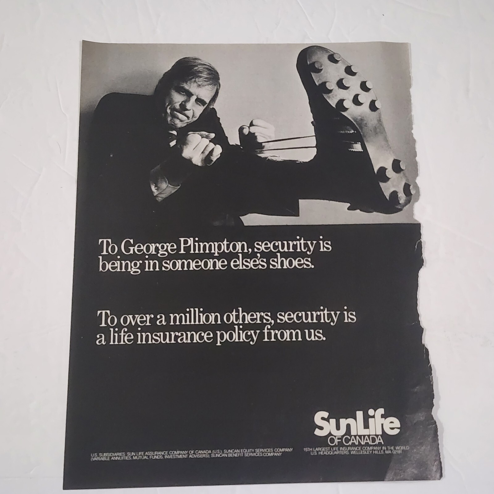 Vintage Print Ad George Plimpton SunLife of Canada insurance B&W 1970s ...