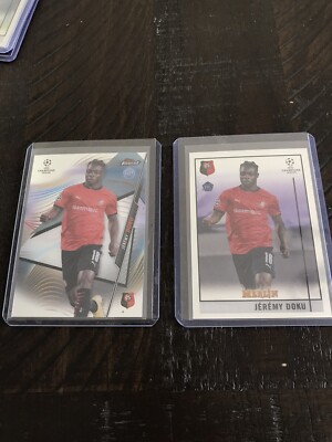 Jeremy Doku ROOKIE LOT (2x Base Cards) 2020 Topps Soccer Finest/Merlin📈 ...