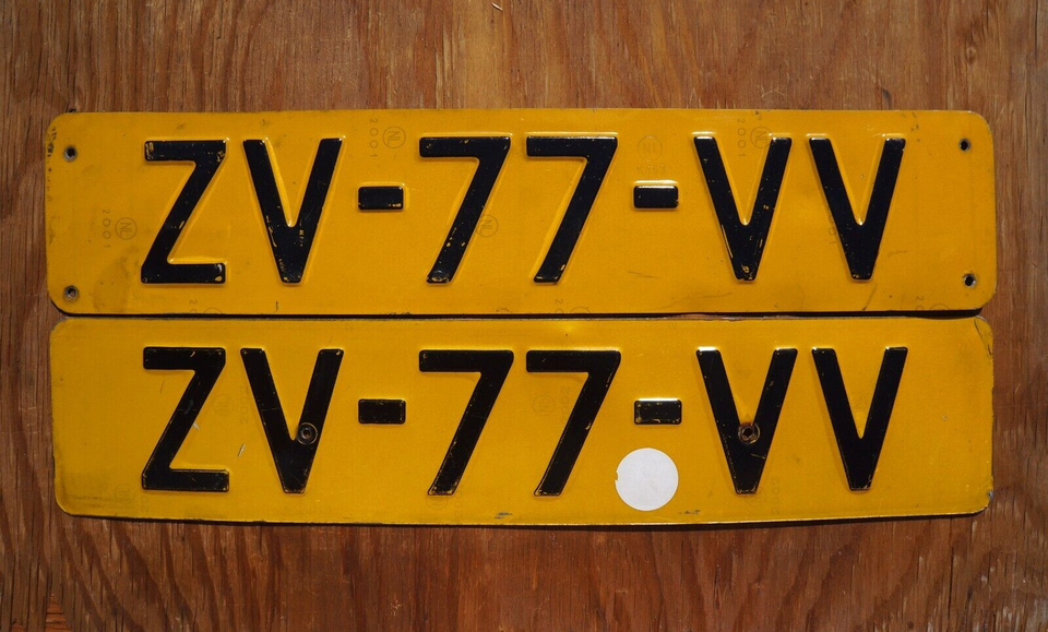 NETHERLANDS License Plate Plates PAIR / SET Dutch Holland Europe # ZV ...