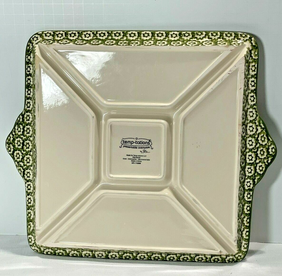 Temptations Old World Green Platter Divided Plate, Tray by Tara Home ...