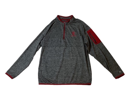 Indiana University IU Mens Size M Gray 1/4 Zip Pullover Mock Neck Shirt ...