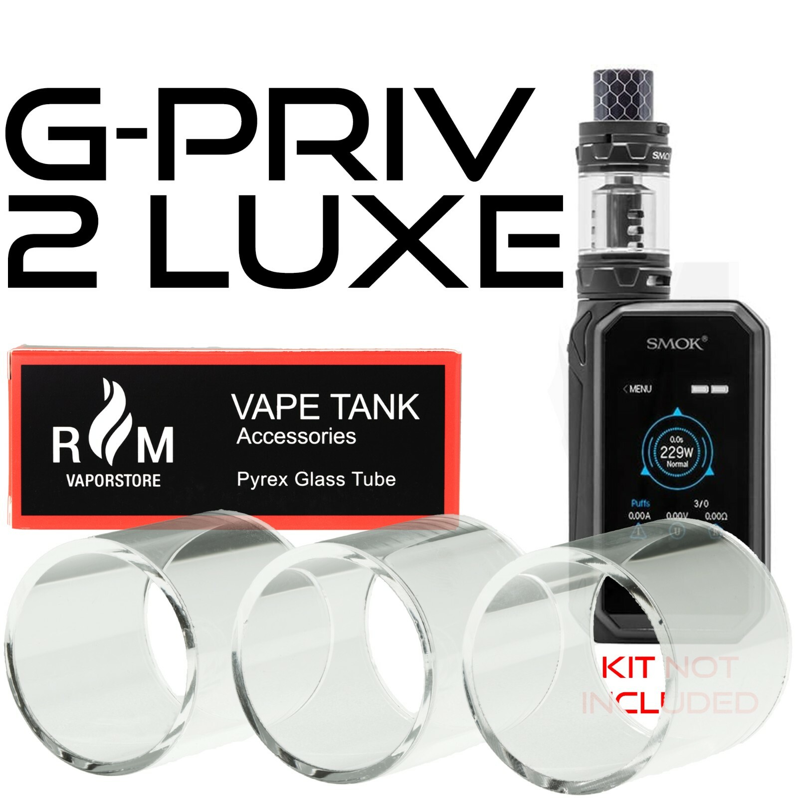 x3 SMOK Tanks Glass Spare Pyrex For All Vape Tanks Models Stick Starter ...