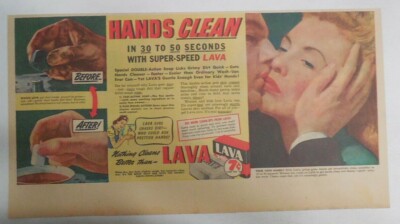 Lava Soap Ad: Route Lava Hands Clean ! from 1940's Size: 7.5 x 15 ...