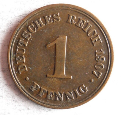 1907 D GERMAN EMPIRE PFENNIG - Collectible Coin - FREE SHIP - German ...