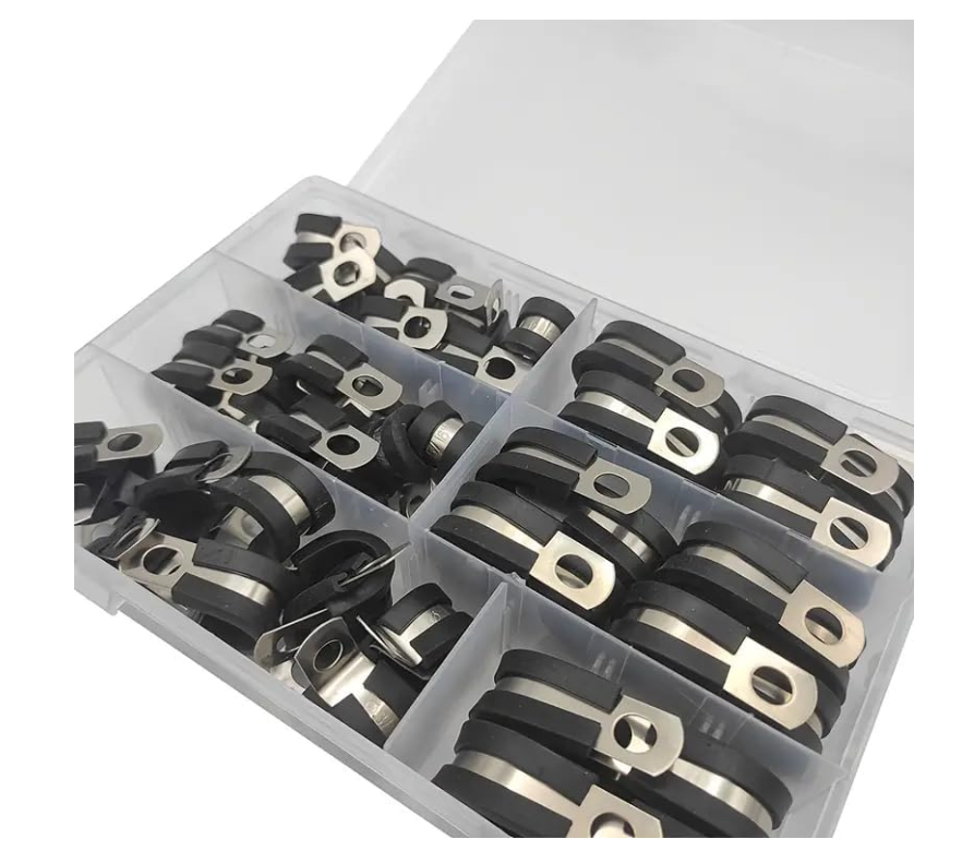 52pc Rubber Cushion Insulated Clamp Stainless Steel Cable Clamps ...
