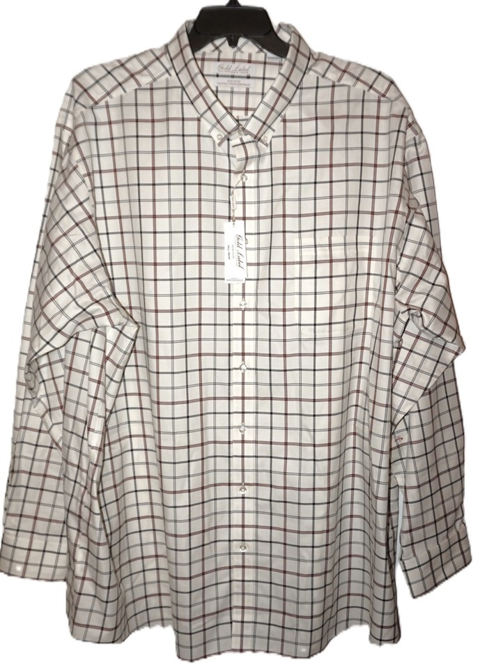 Roundtree Yorke Gold Label Perfect Performance Shirt White Tall 4XT Non ...