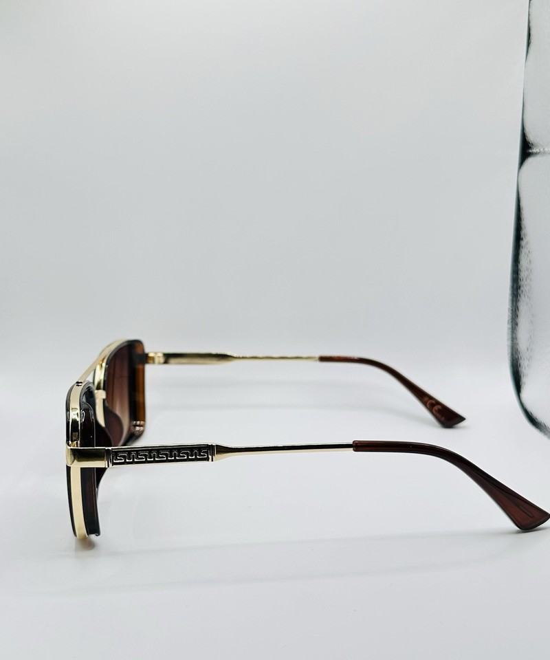 ALW Women Square Sunglasses Gold Frame Brown Gradient Lenses New With ...