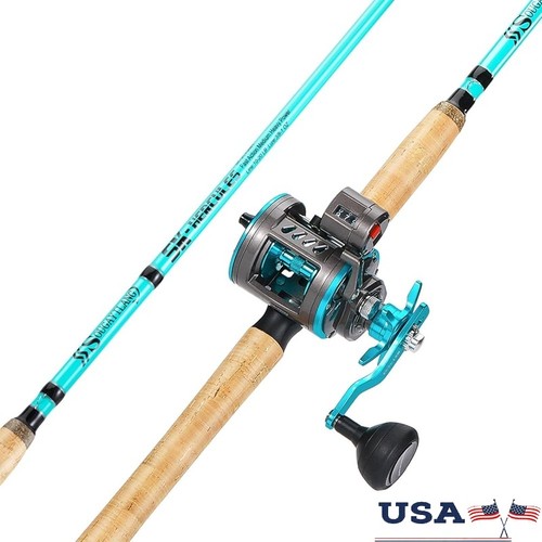 Inshore Fishing Rod Combo 7ft Carbon Fiber Baitcaster Reel Sensitive ...