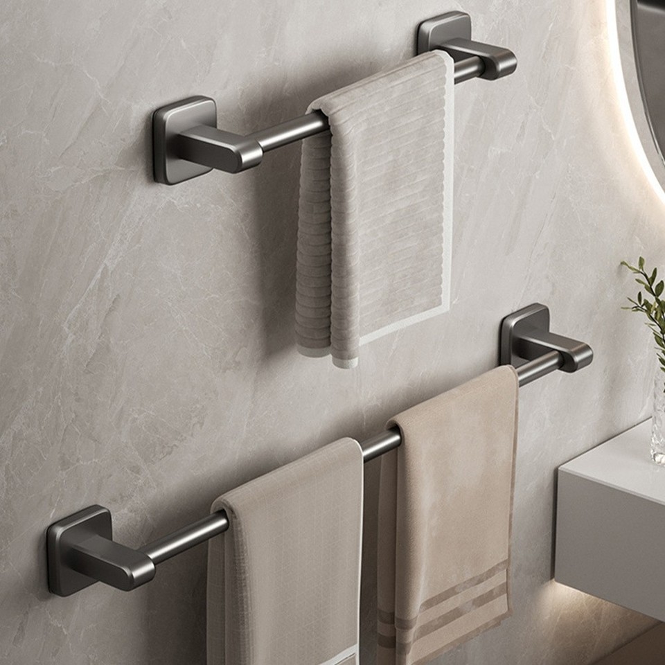 Punch-free Bathroom Towel Holder Self-adhesive Towel Bar Sturdy Plastic ...