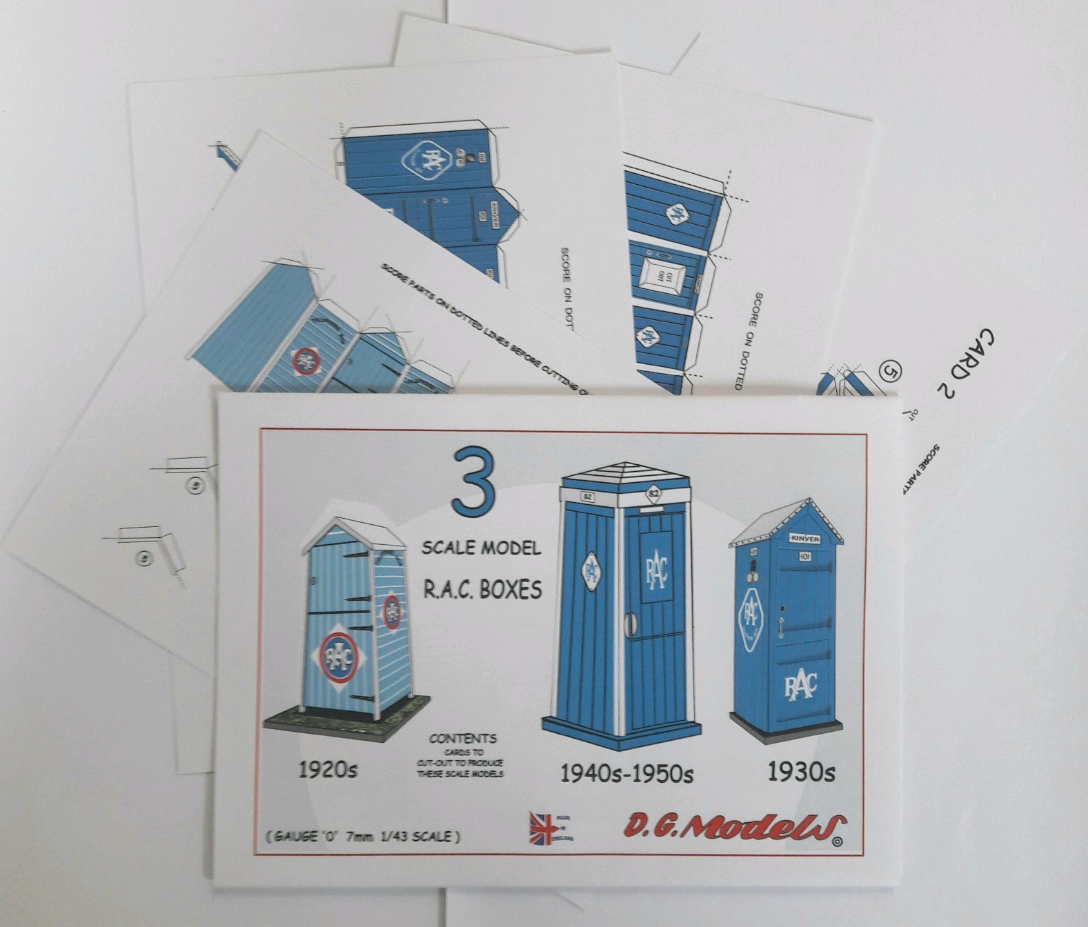 1920s -1950s RAC TELEPHONE BOXES x 3 1/43 SCALE MODEL A5 CARD KIT O ...