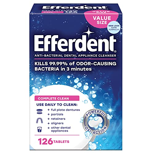 Efferdent Retainer Cleaner & Denture Cleanser Tablets, 126 Count ...
