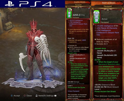 Diablo 3 PS4 Softcore Modded Primal Weapon Set Jesseth Arms Necromancer ...