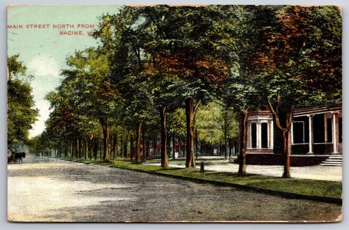 Racine Wisconsin~Main Street North @ 11th Street~Residential Area~1908 ...