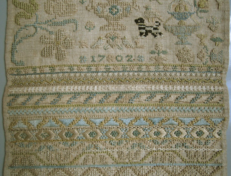 VERY RARE 1702 DATED SWISS ANTIQUE NEEDLEWORK CROSS STITCH SAMPLER ...