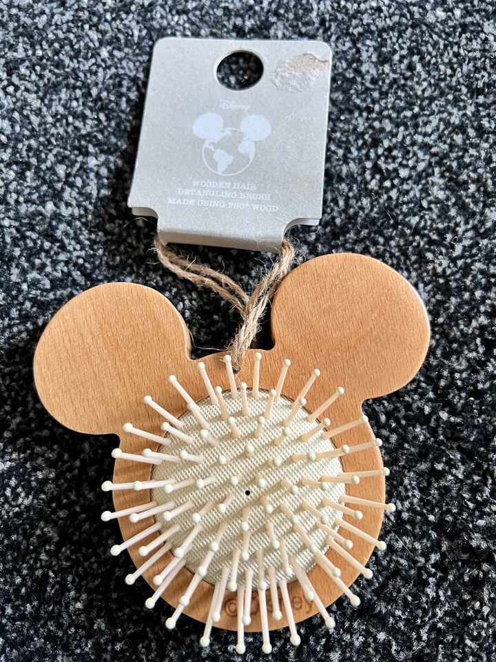 DISNEY MICKY MOUSE Paddle Brush Wooden Comb for Hair Bamboo Detangling ...