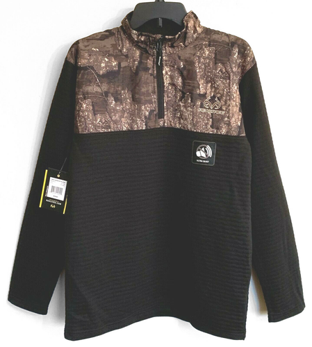Realtree Men's Pullover Quarter Zip Camo Black Fleece Shirt Size Medium ...