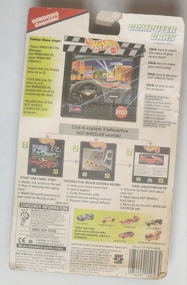 Hot Wheels 1995 Computer Cars '96 Mustang Orange 74299154584| eBay