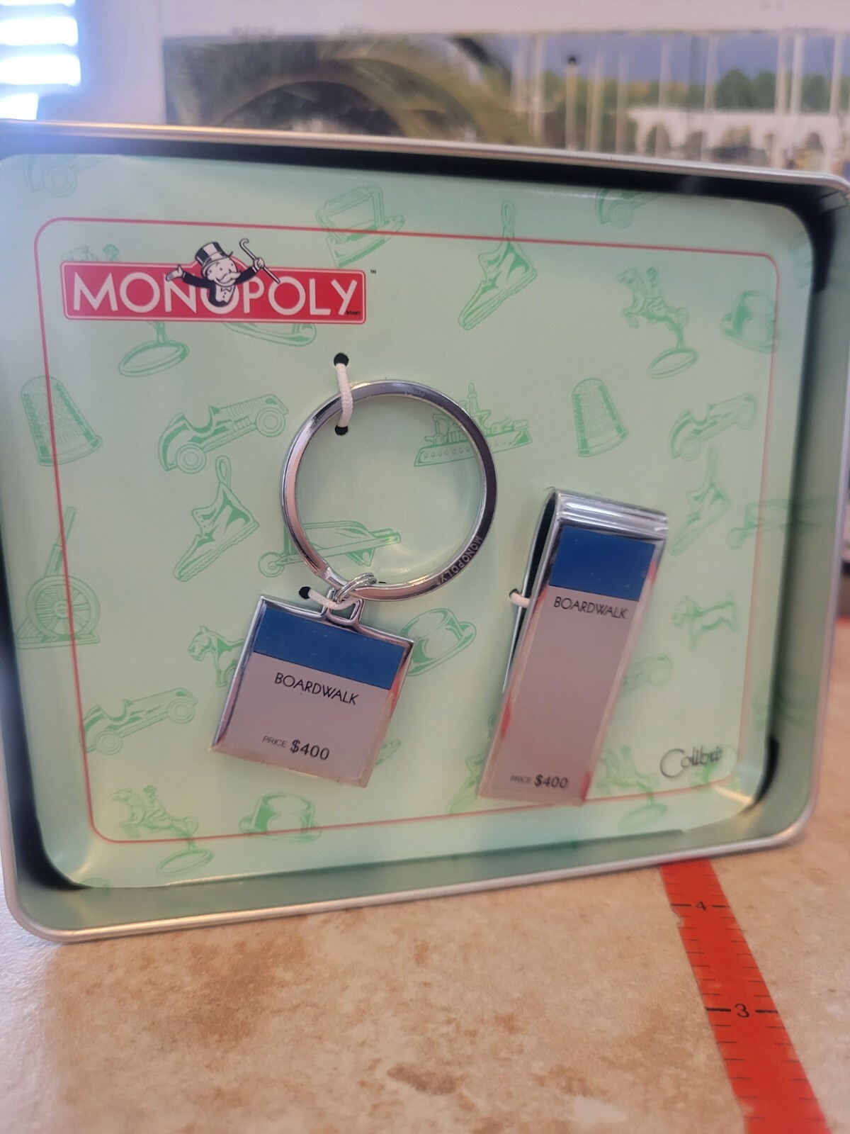 COLIBRI MONOPOLY MONEY CLIP KEY RING SET boardwalk STAINLESS STEEL NIB ...