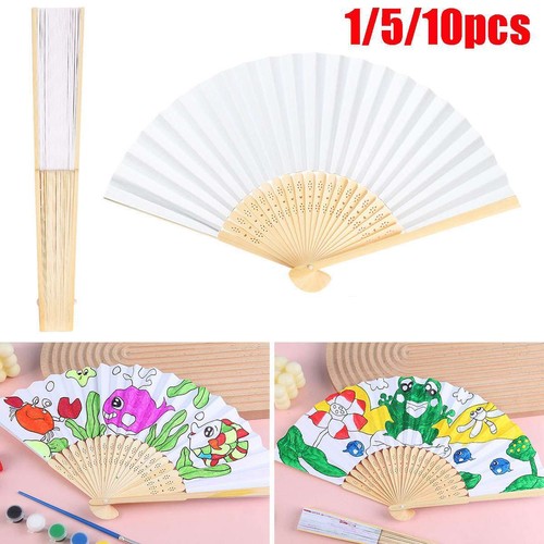 Blank Folding Fans Bamboo Paper Hand Held Fans Wedding Party Dance Fan ...