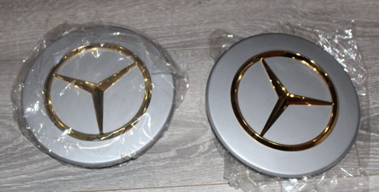 Mercedes Silver Paint/Gold Plated Star Wheel ModifierCenter Cap ( lot ...