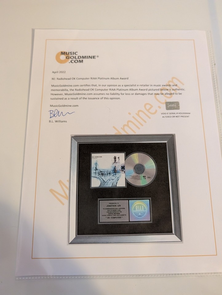Radiohead OK Computer RIAA Award | eBay UK