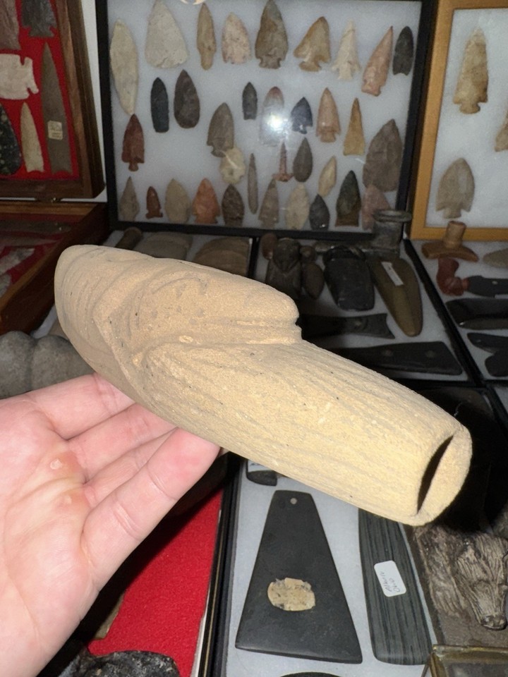Native American Sandstone Frog Effigy Smoking Pipe Artifact | eBay