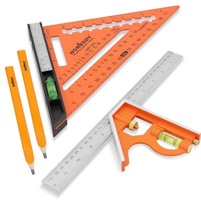 Rafter Square and Combination Square Tool Set | 7 Inch Carpenter Square ...