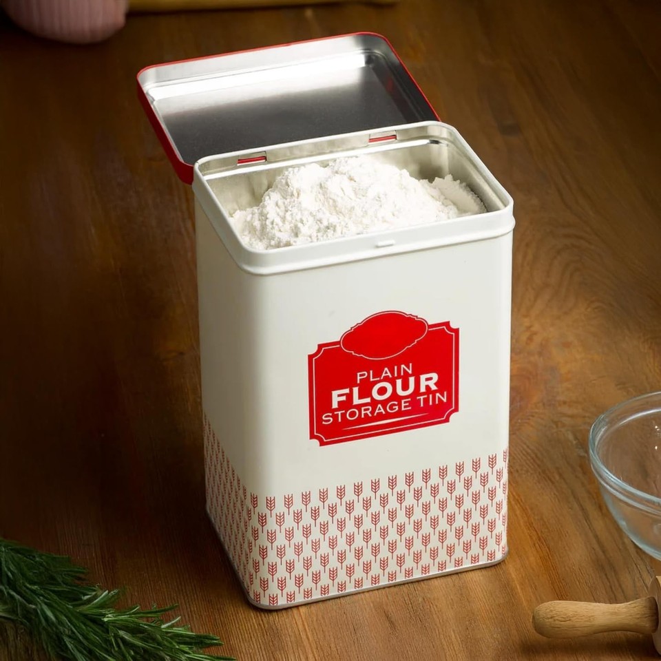 Plain Flour Storage Tin Self Raising Retro Style Caster/Icing Sugar ...