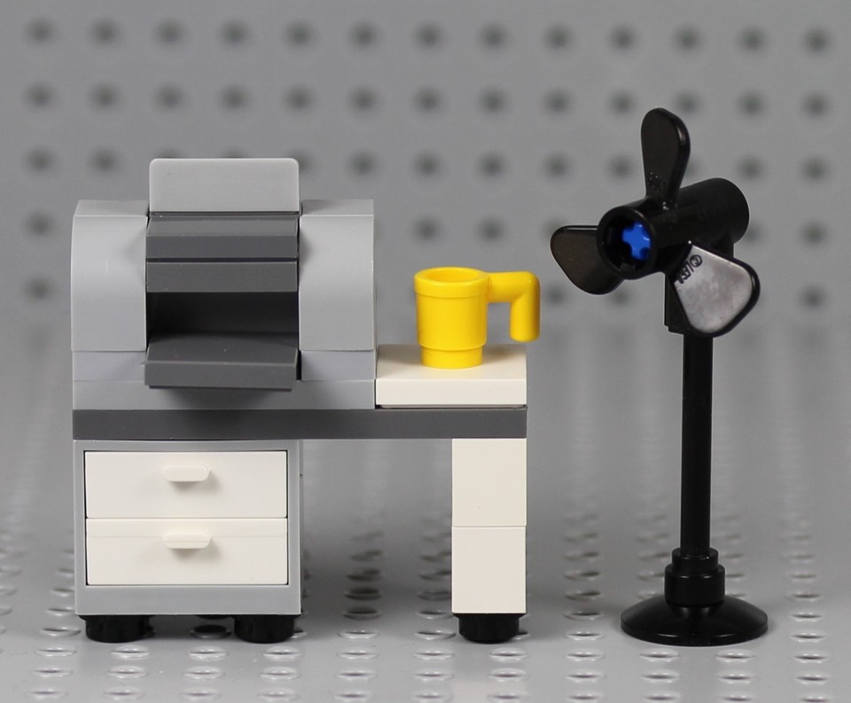 LEGO - Office Desk w/ Printer Computer Monitor - Minifigure Desktop ...