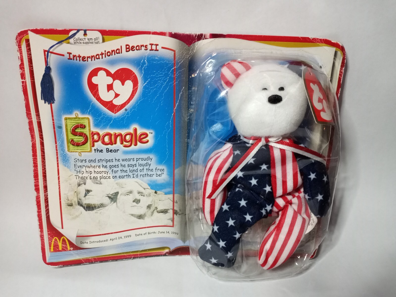 Real vintage ty McDonalds Beanie Baby Mini Spangle The Bear | eBay