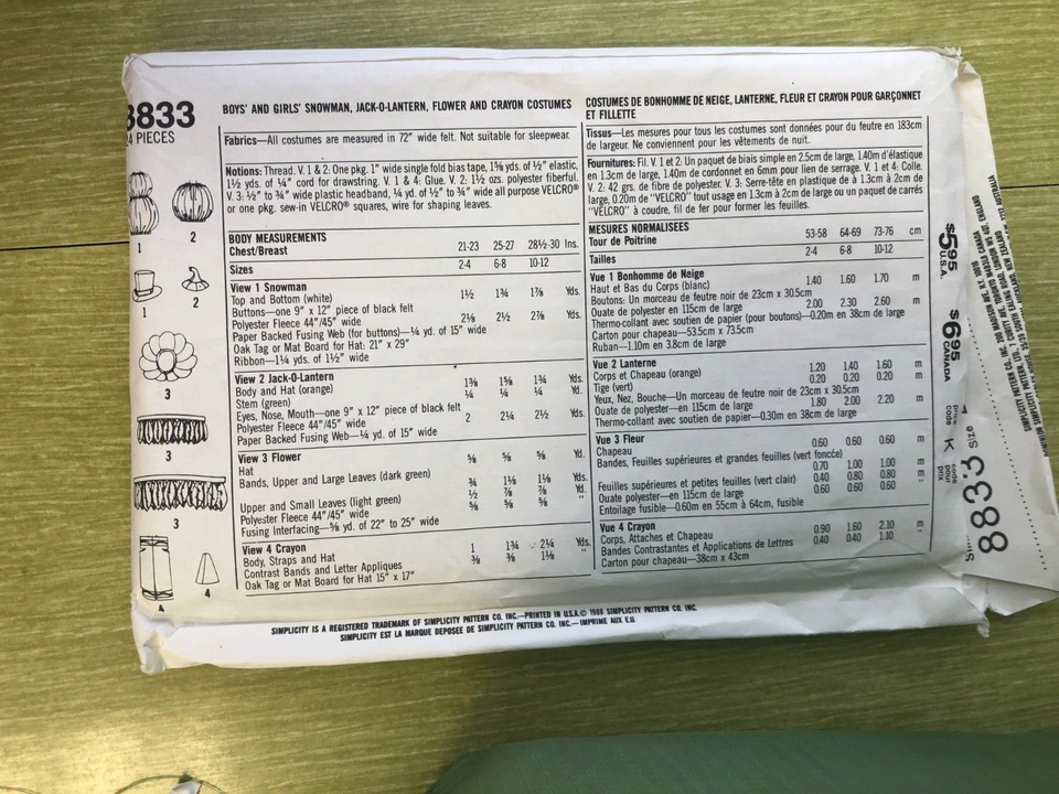 Simplicity 8833 Sewing pattern, Child size 2-4 COSTUMES, UNCUT | eBay