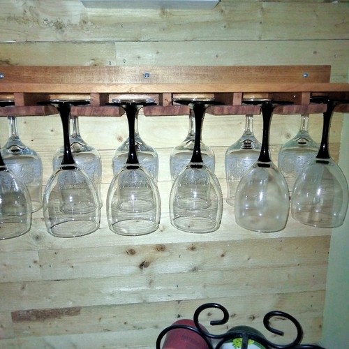 Wine glass Wall Mounted Wood,Wine Shelf with Bottle Stemware Glass ...