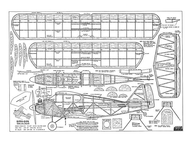Bippi Bipe Sport Biplane 34" WS RC Model Airplane Printed Plans ...
