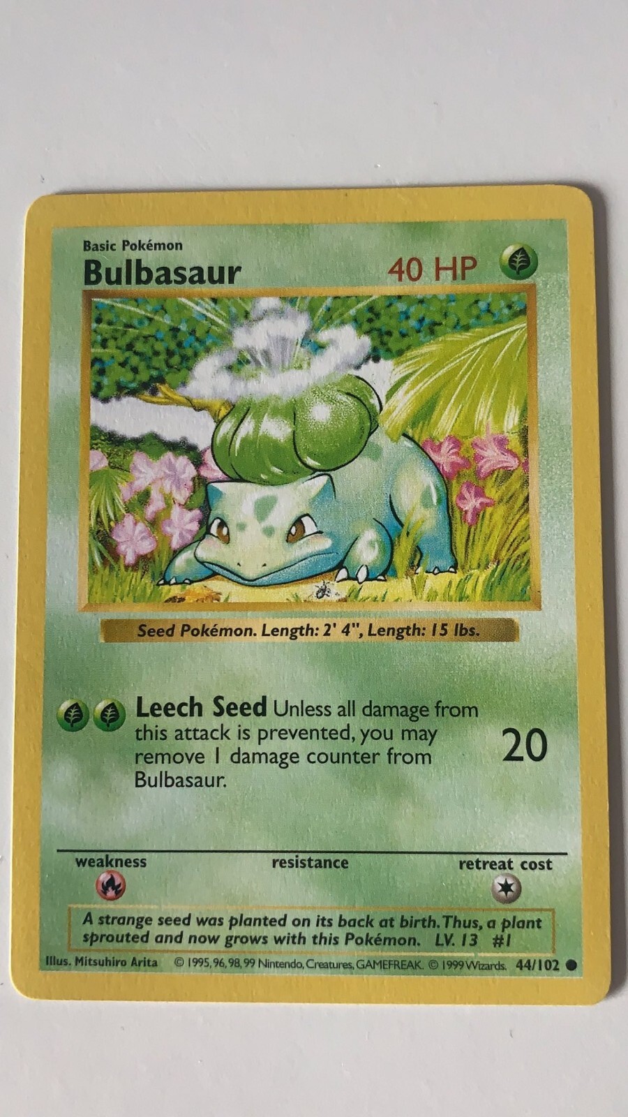 Shadowless Bulbasaur Pokemon Card 44/102 Base Set 1999 WOTC | eBay