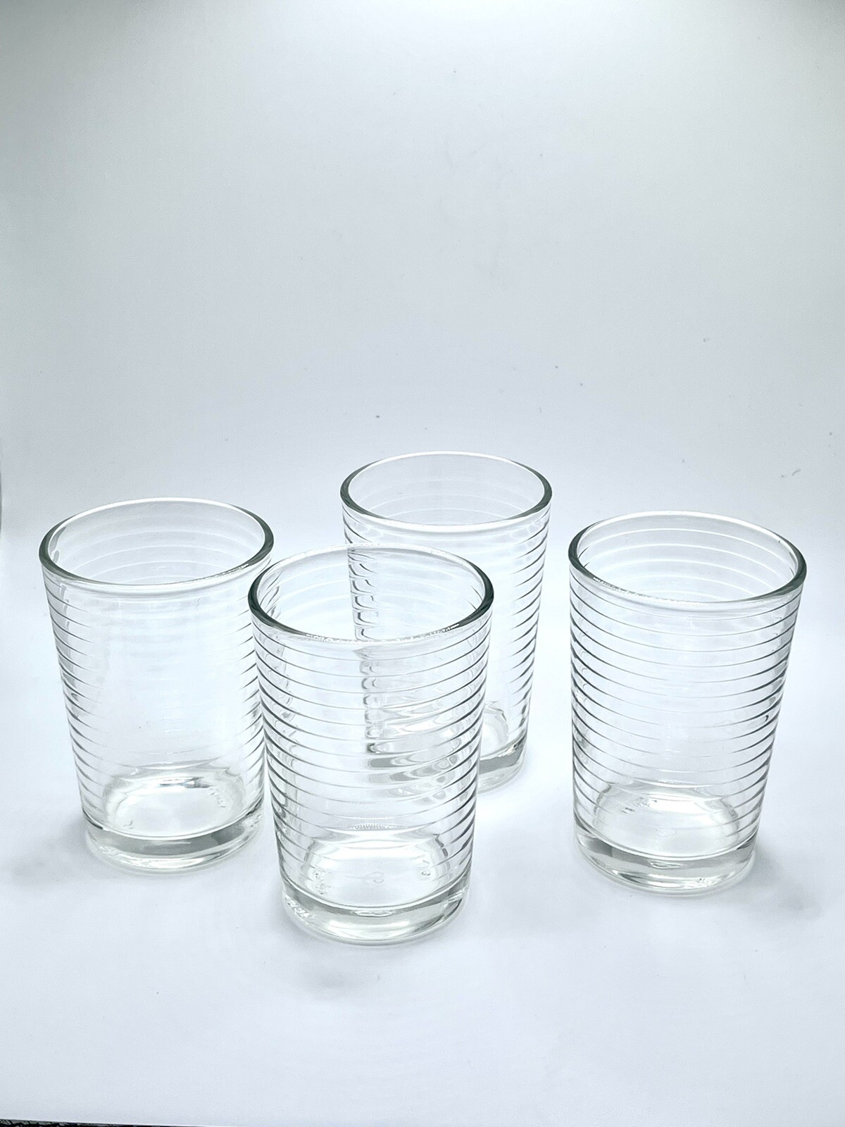 Italy Made 6 Ounce Juice Glasses, Set Of 4, Clear With Horizontal ...