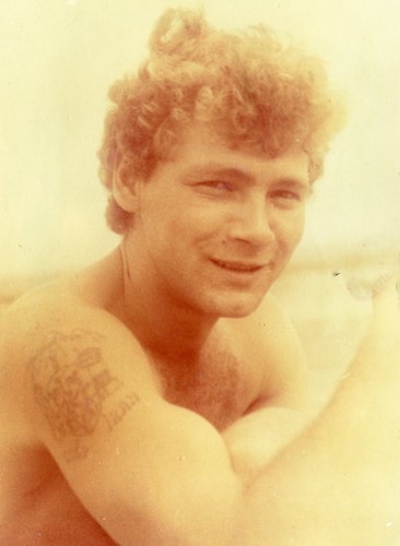 Tattoo Shirtless Handsome young man bulge beach beefcake odd gay vtg ...