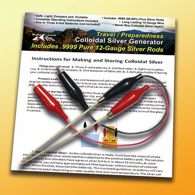 Colloidal Silver Generator Kit & .9999 (99.99%) Pure Silver 12-Gauge ...