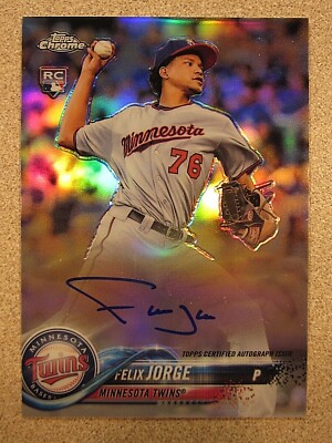 2018 TOPPS CHROME REFRACTOR #RA-FJ FELIX JORGE AUTO SIGNED TWINS ROOKIE ...