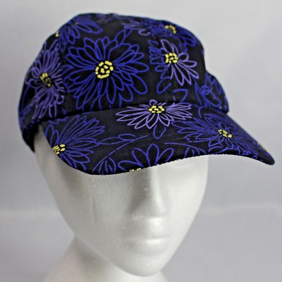 EP Pro Ladies Golf Ball Cap Black Purple and Yellow Flowers Adjustable ...