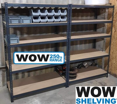 Grey Warehouse Racking Shelving Heavy Duty 250kg Storage Garage ...