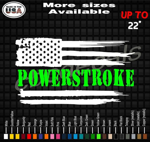 Powerstroke American Flag 2 COLOR Vinyl Decal Sticker | Diesel Truck ...