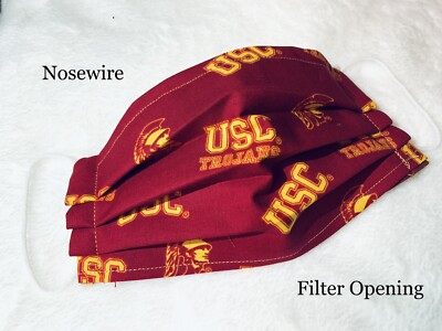 USC Cotton Fabric Face Mask with Nose wire & filter pocket Handmade USA ...