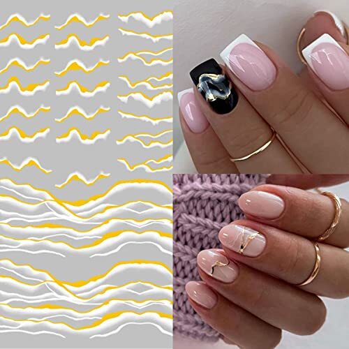 12 Sheets Marble Nail Stickers for Women, 3D Nail Art Stickers for Nail ...