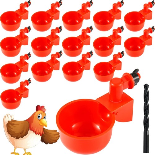 16 Pcs Automatic Water Cups Drinker Waterer Poultry Chicken Duck Quail ...