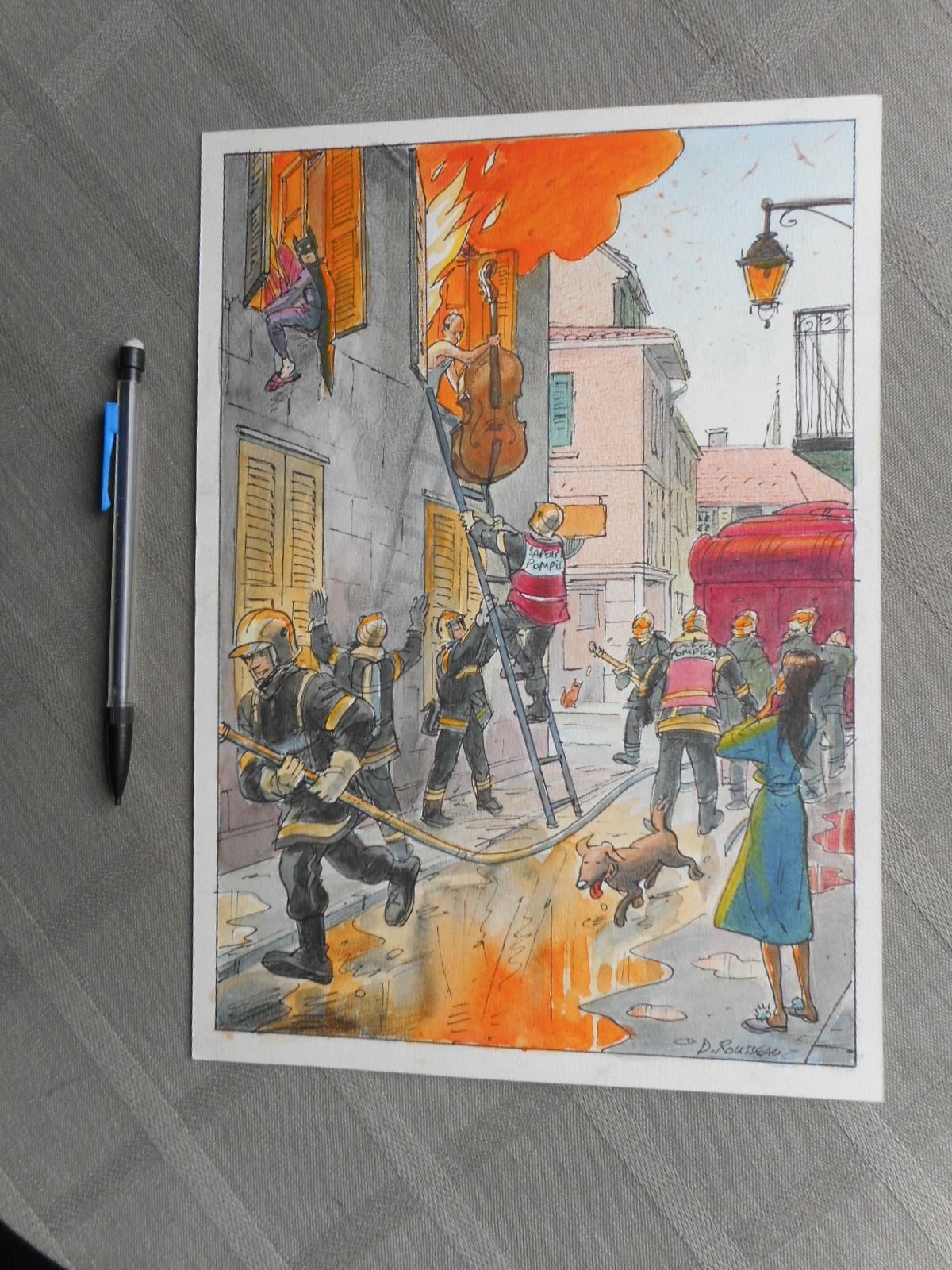 Dominique Rousseau Original Drawing Art The Urban Fires Excellent ...