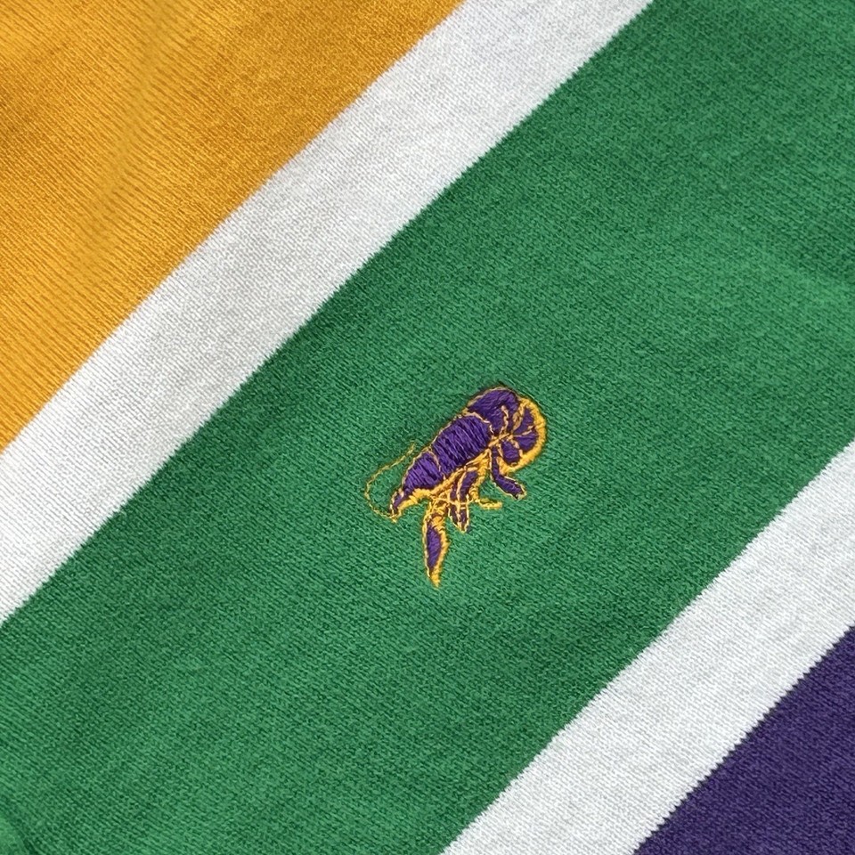 Vintage Crawfish Perlis Mardi Gras Rugby Shirt XS Mens Striped Long ...