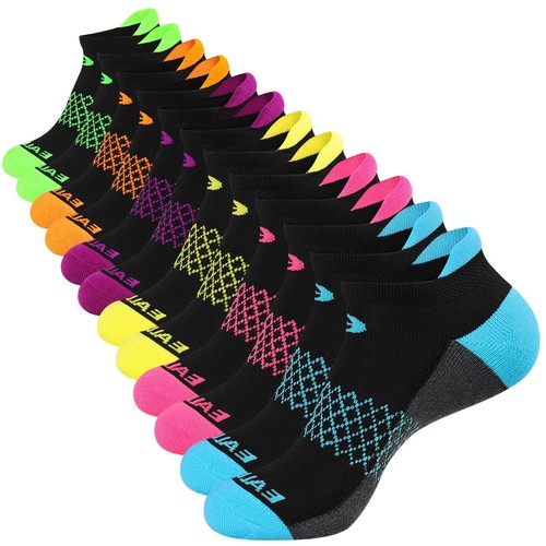 Womens Ankle Socks 6 Pairs Running Athletic Cushioned Sole Socks With ...