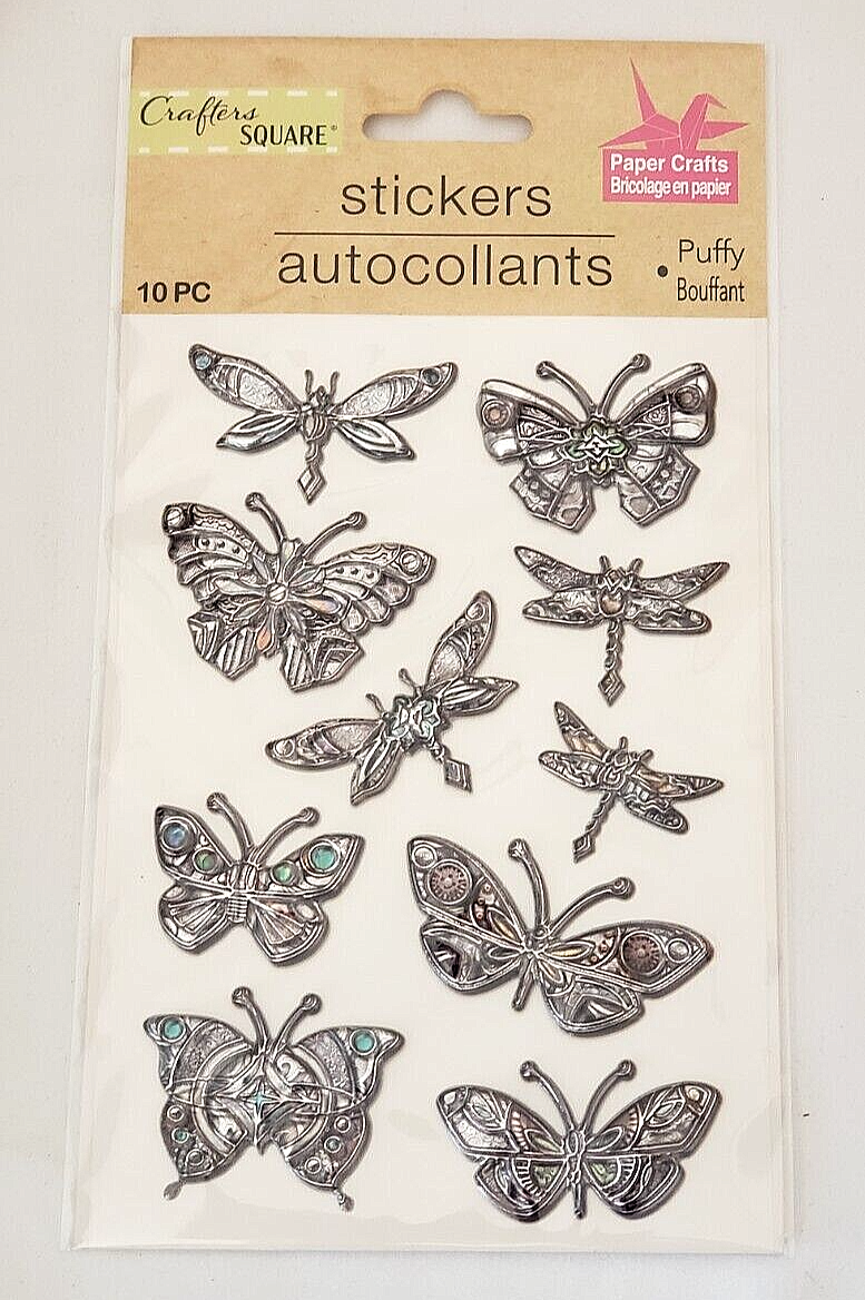 CRAFTER'S SQUARE Paper Crafts PUFFY METALLIC BUTTERFLY Stickers - 10 ...