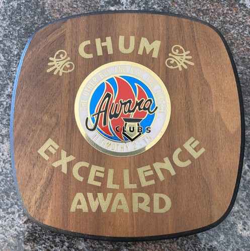 Vintage Awana Christian Clubs Chum Excellence Award Wooden Plaque ...